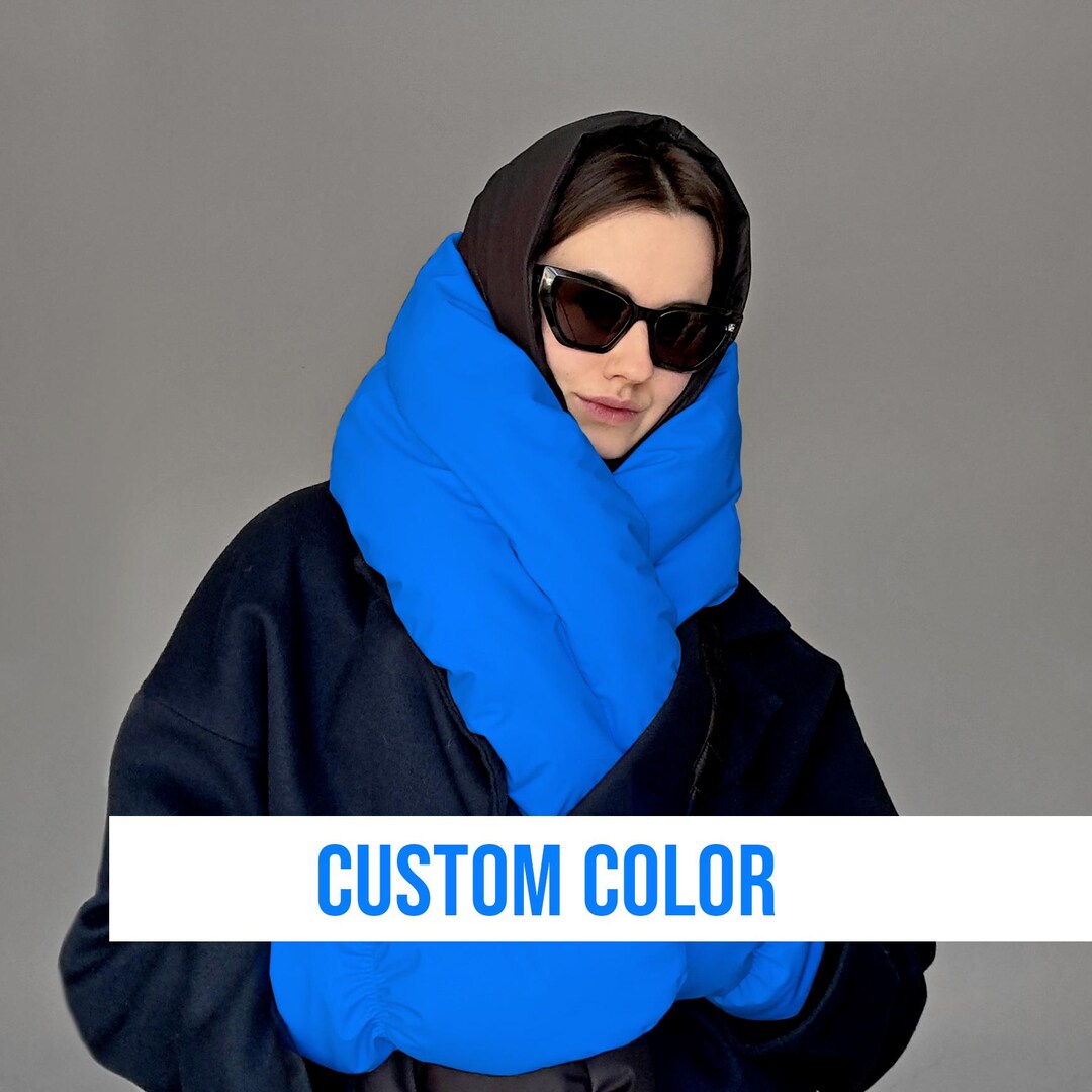 CUSTOM COLOR Oversized Puffer Scarf, Winter Padded Scarf, Warm Quilted ...