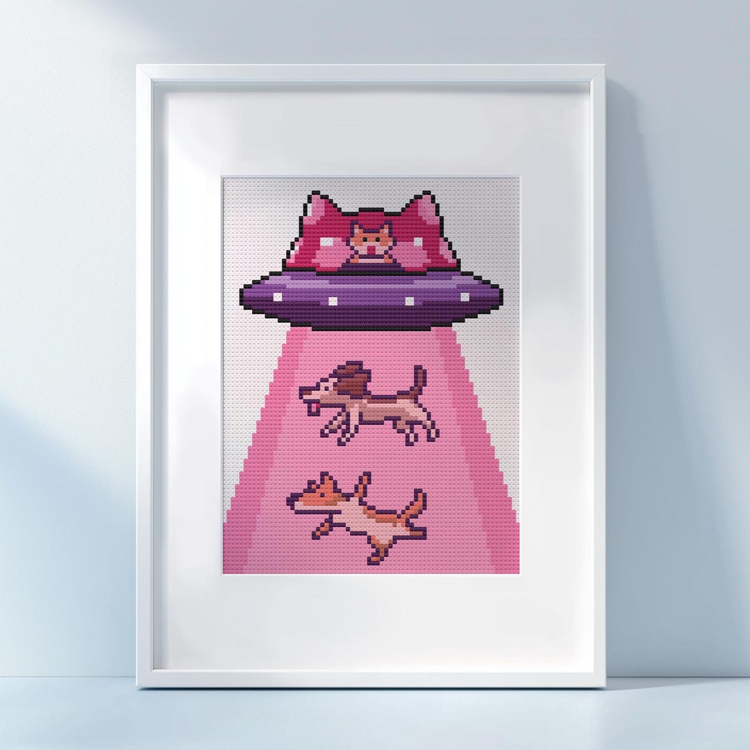 Alien Cat Cross Stitch PDF Pattern Funny Cute Pattern X-stitch UFO ...