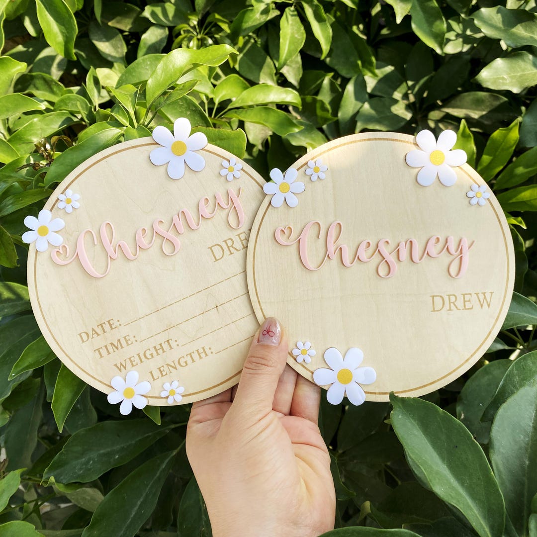 Personalized Birthday Flower Signs, Wooden Birth Signs, Flower Birth ...