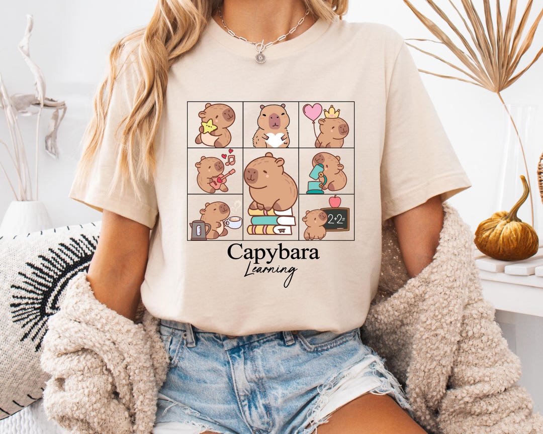 Capybara Learning Educational Shirt, Teacher Sweatshirt, Teacher Gift, Teacher T-shirt, First ...