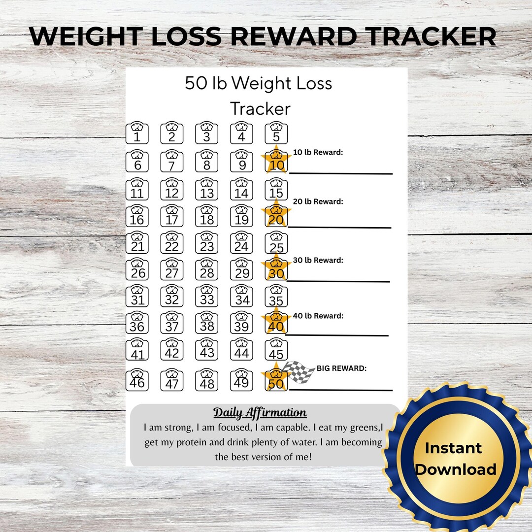 50 Lb Weight Loss Tracker Printable | Motivational Weight Loss Chart ...