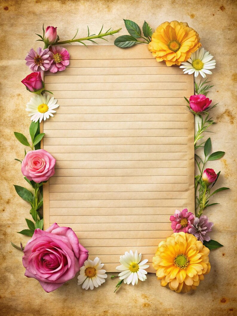 Digital Paper Sheets With Floral Decor 22 Printable Antique Papers for ...