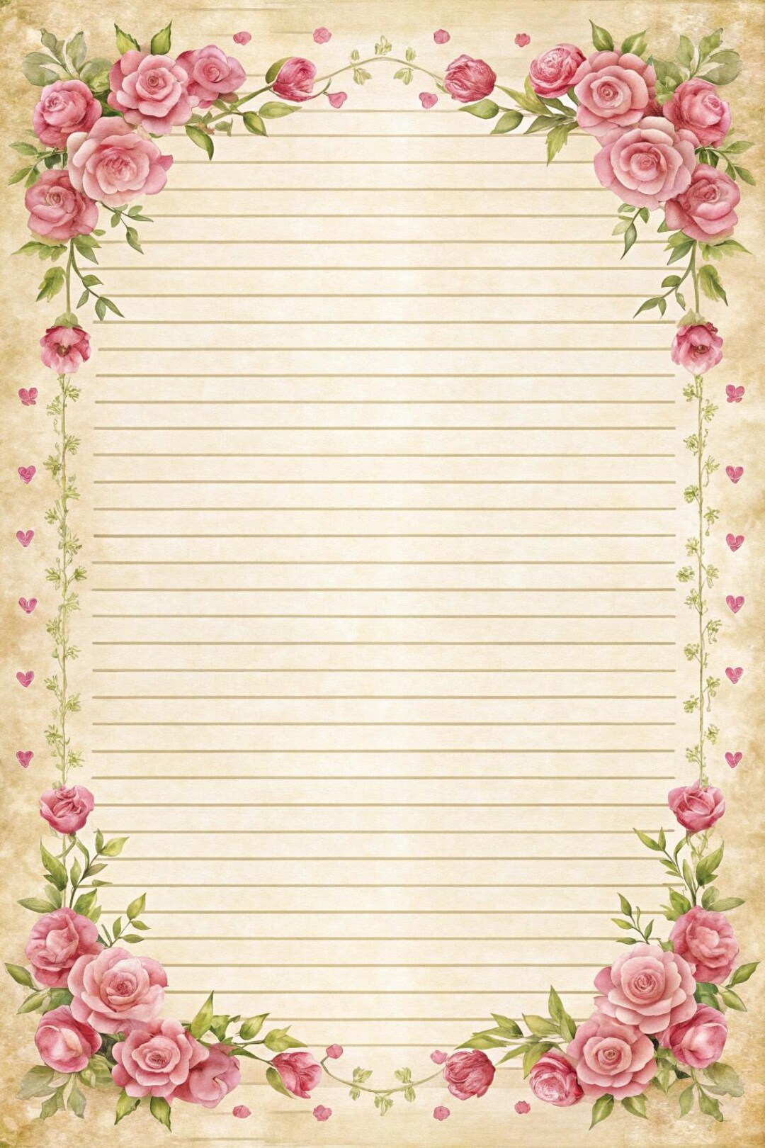 Romantic Stationery: Lined Journal Paper (2x3 Inch PDF) - Etsy
