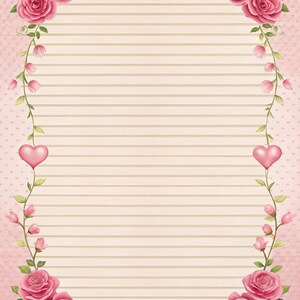 Rose Lined Writing Paper | Floral Stationery, Scrapbooking (A4 & US ...