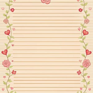 Rose Lined Writing Paper | Floral Stationery, Scrapbooking (A4 & US ...