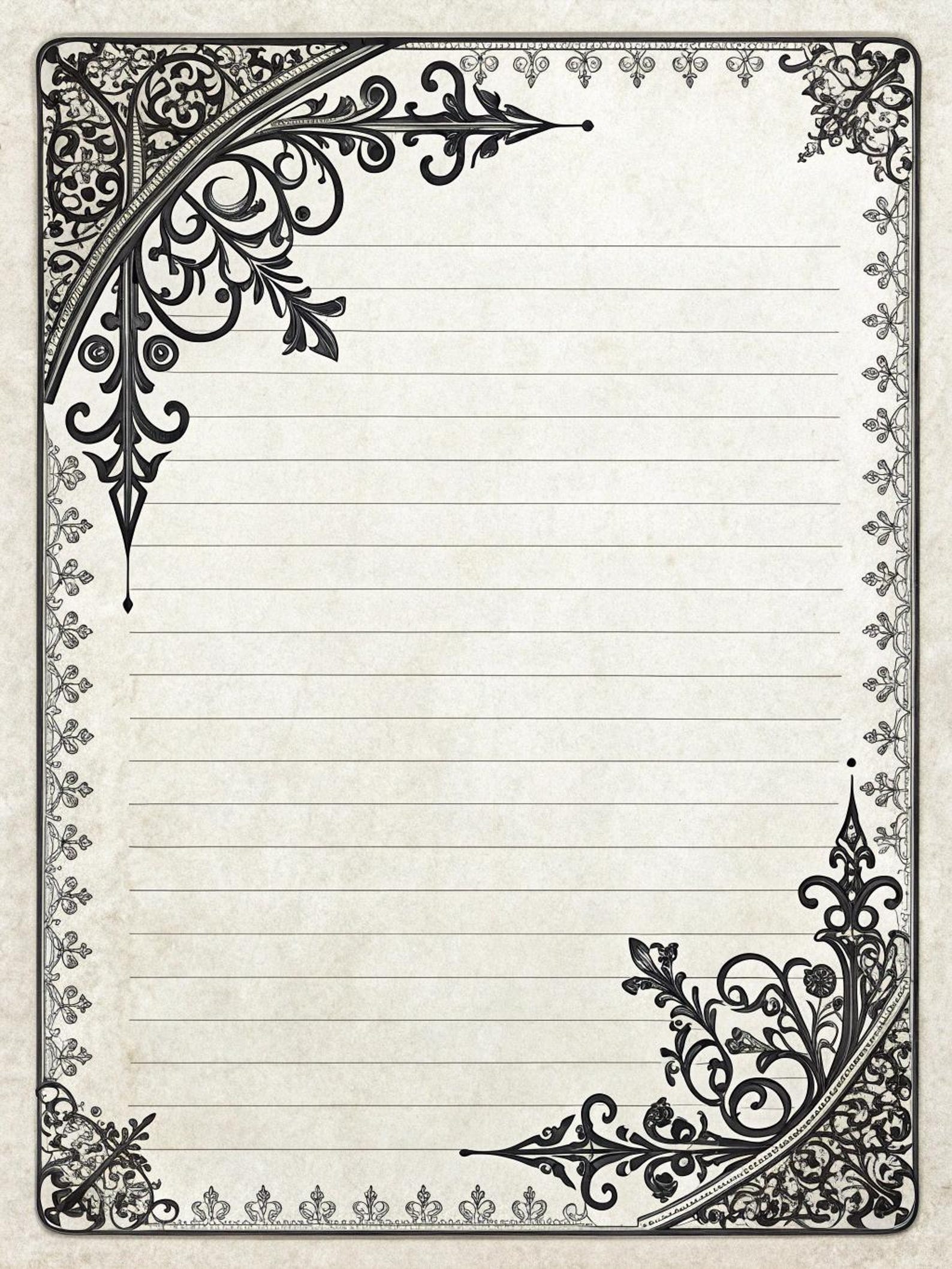 Gothic Lace Border Journal Page: Vintage Medieval Stationery - Etsy