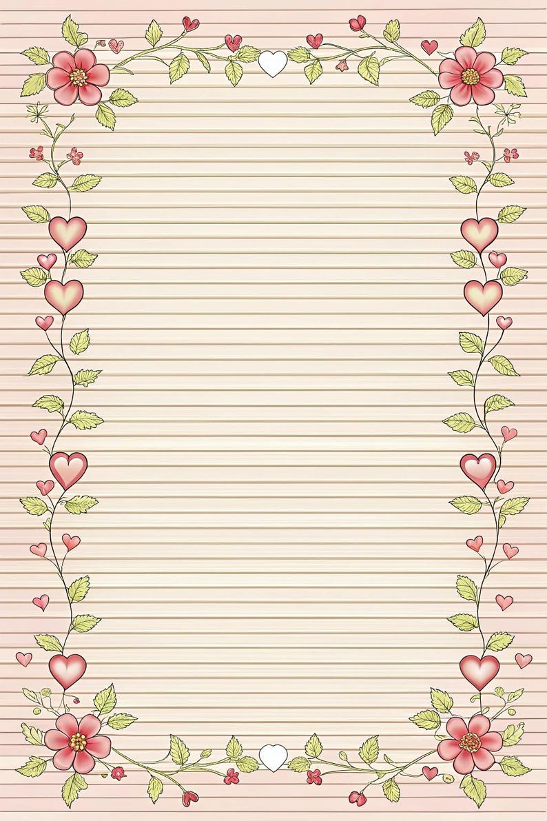 Romantic Stationery: Lined Journal Paper (2x3 Inch PDF) - Etsy