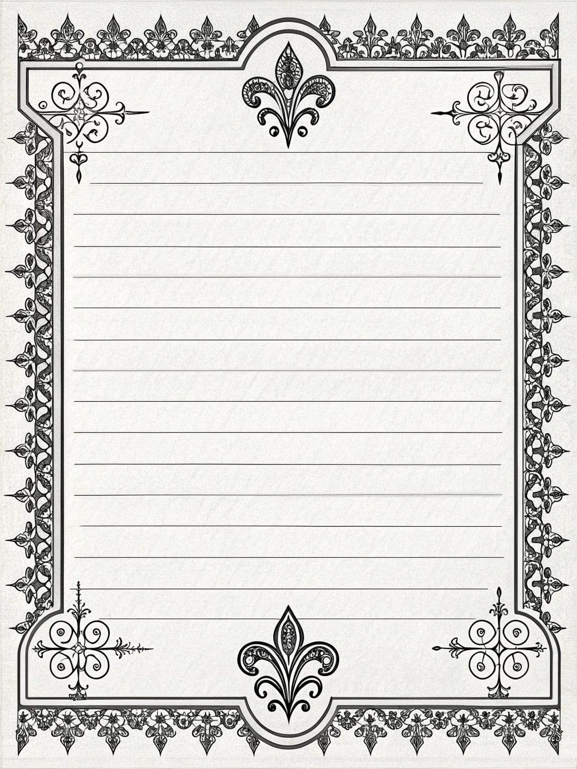 Gothic Lace Border Journal Page: Vintage Medieval Stationery - Etsy