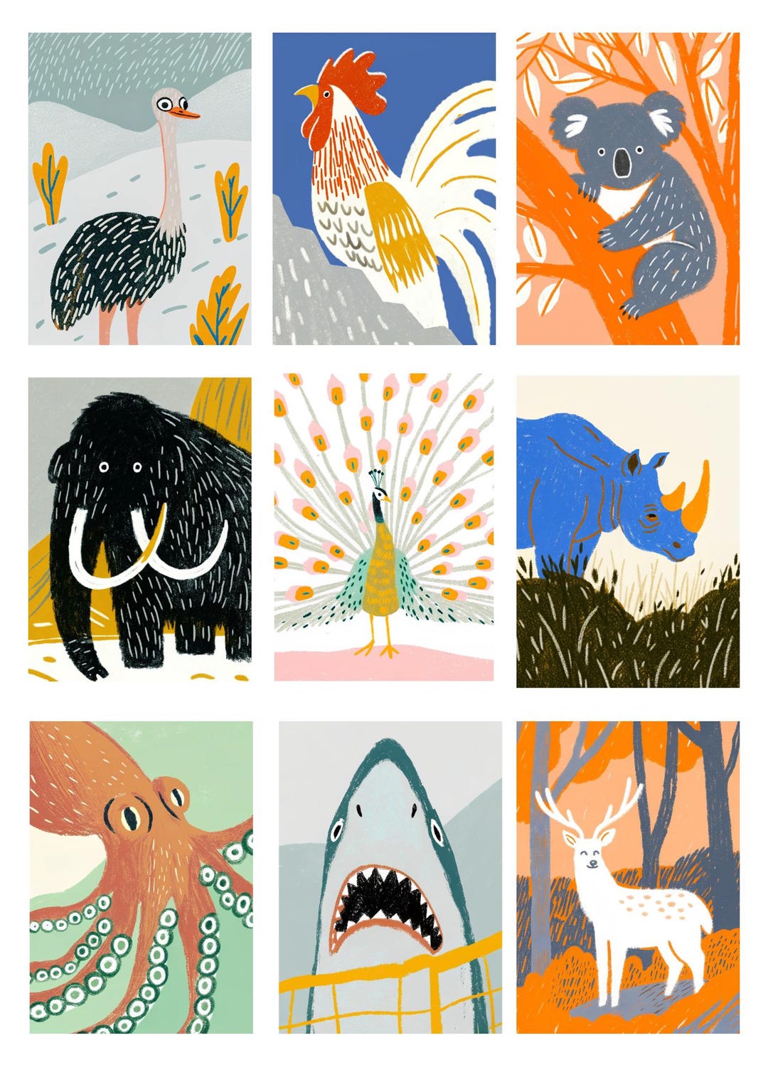 Funny Cartoon Animals – Digital Illustrations for Art Therapy,funny ...