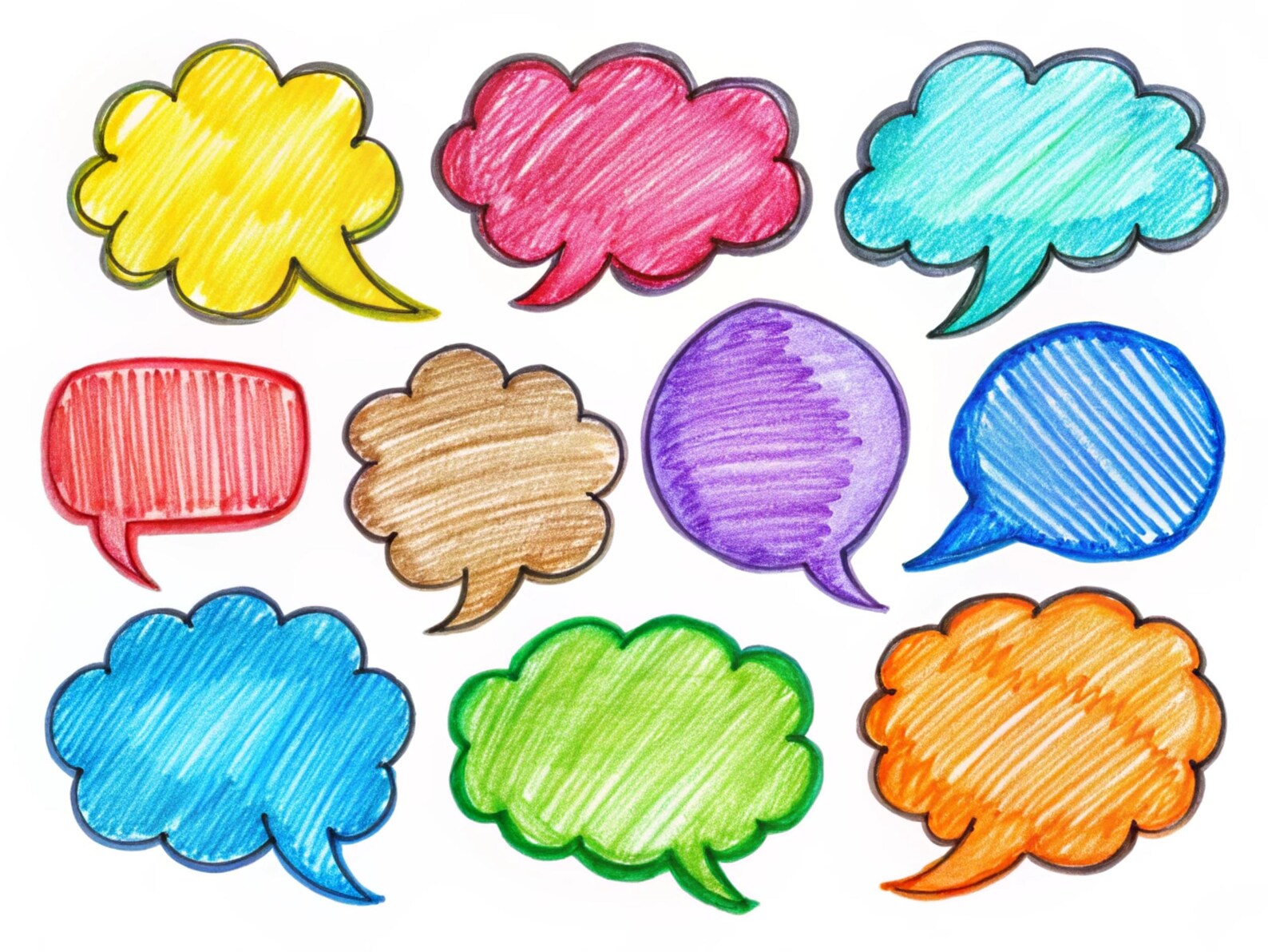 Printable Bubble Word Clouds | Hand-drawn Pencil Art Stickers for ...