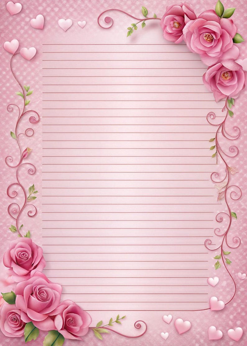 Vintage Floral Stationery: Romantic Lined Journal Paper (PDF Download ...