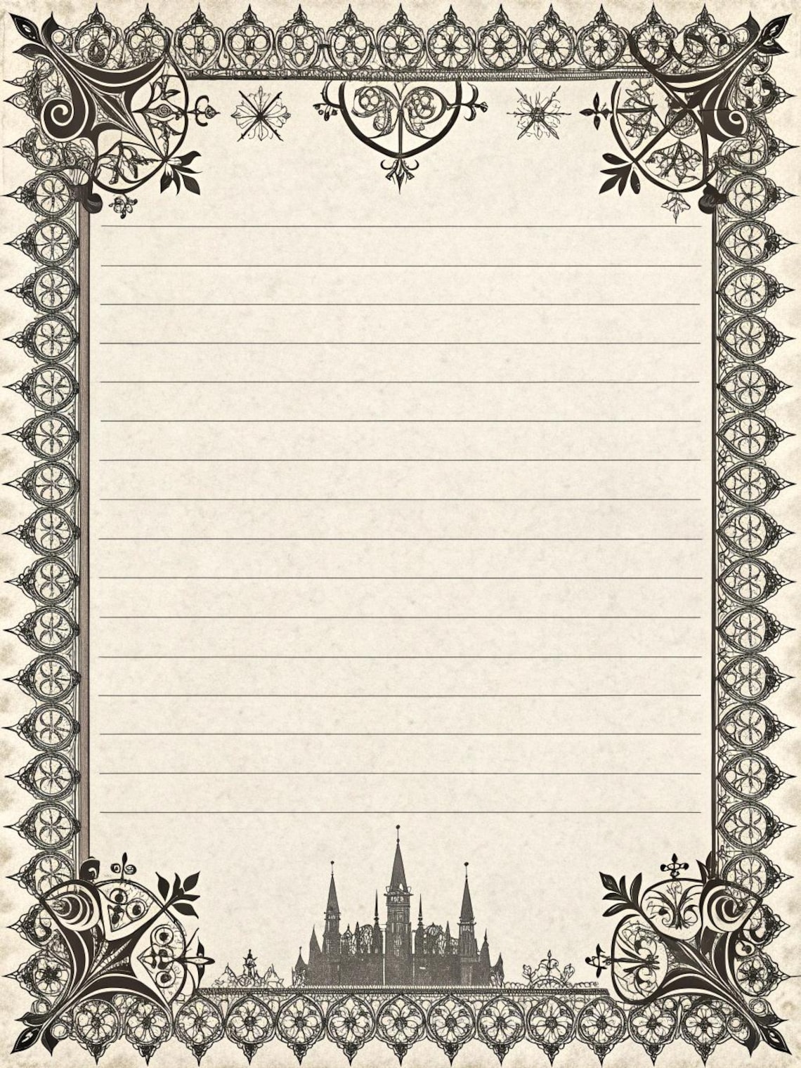 Gothic Lace Border Journal Page: Vintage Medieval Stationery - Etsy