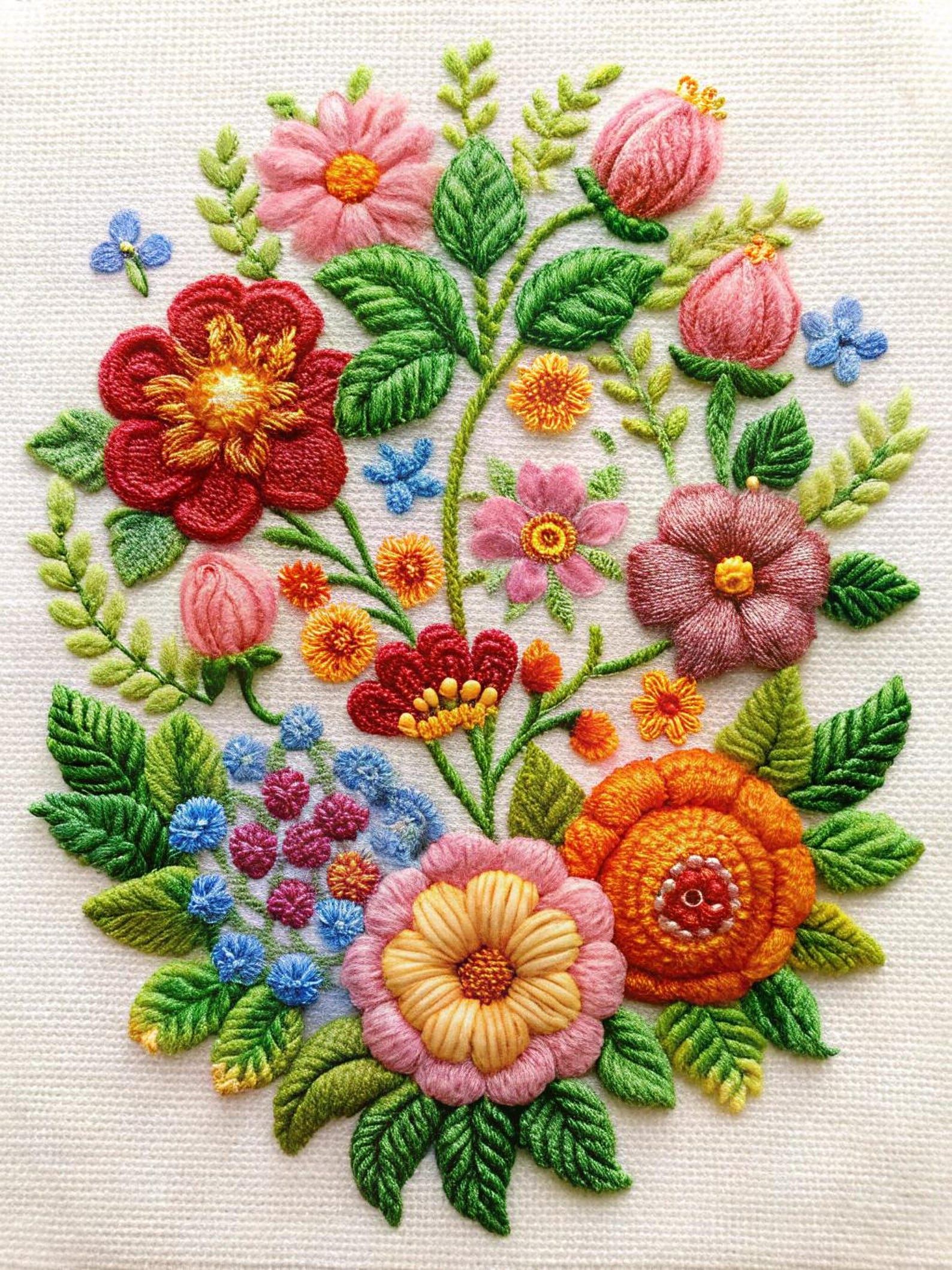 12 Hand Embroidery Art, Floral Embroidery Print, Embroidered Flowers ...