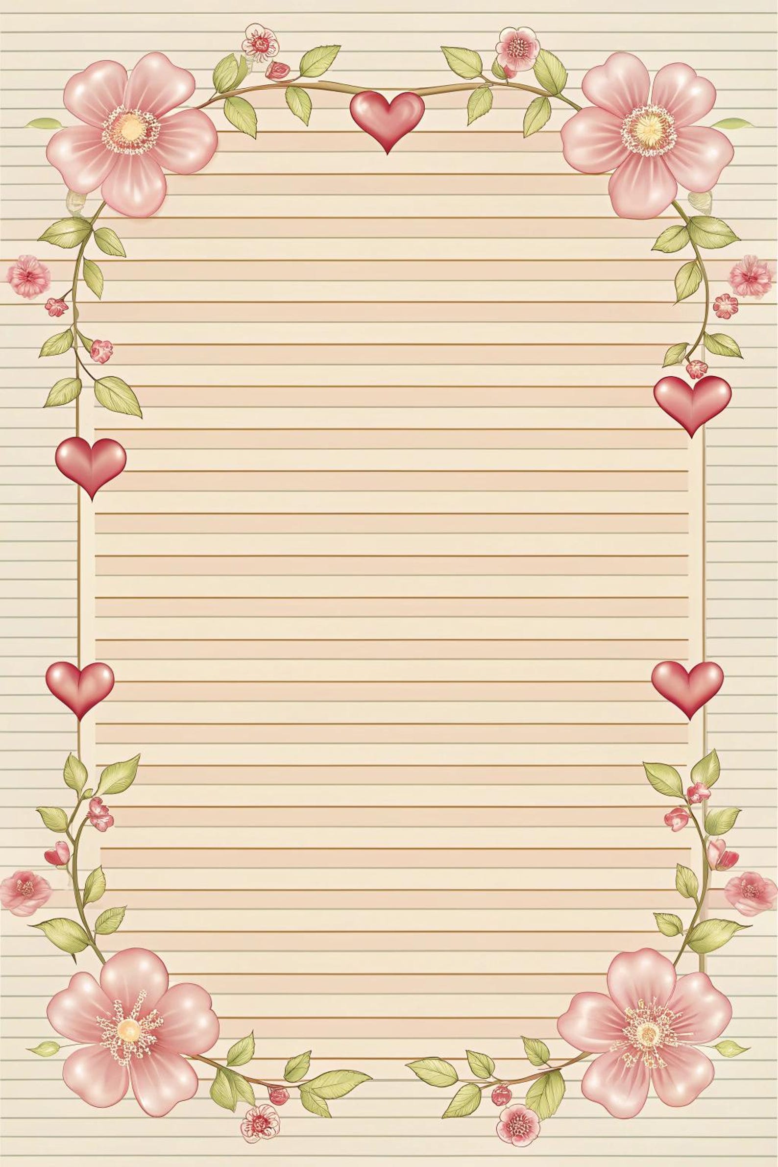 Romantic Stationery: Lined Journal Paper (2x3 Inch PDF) - Etsy