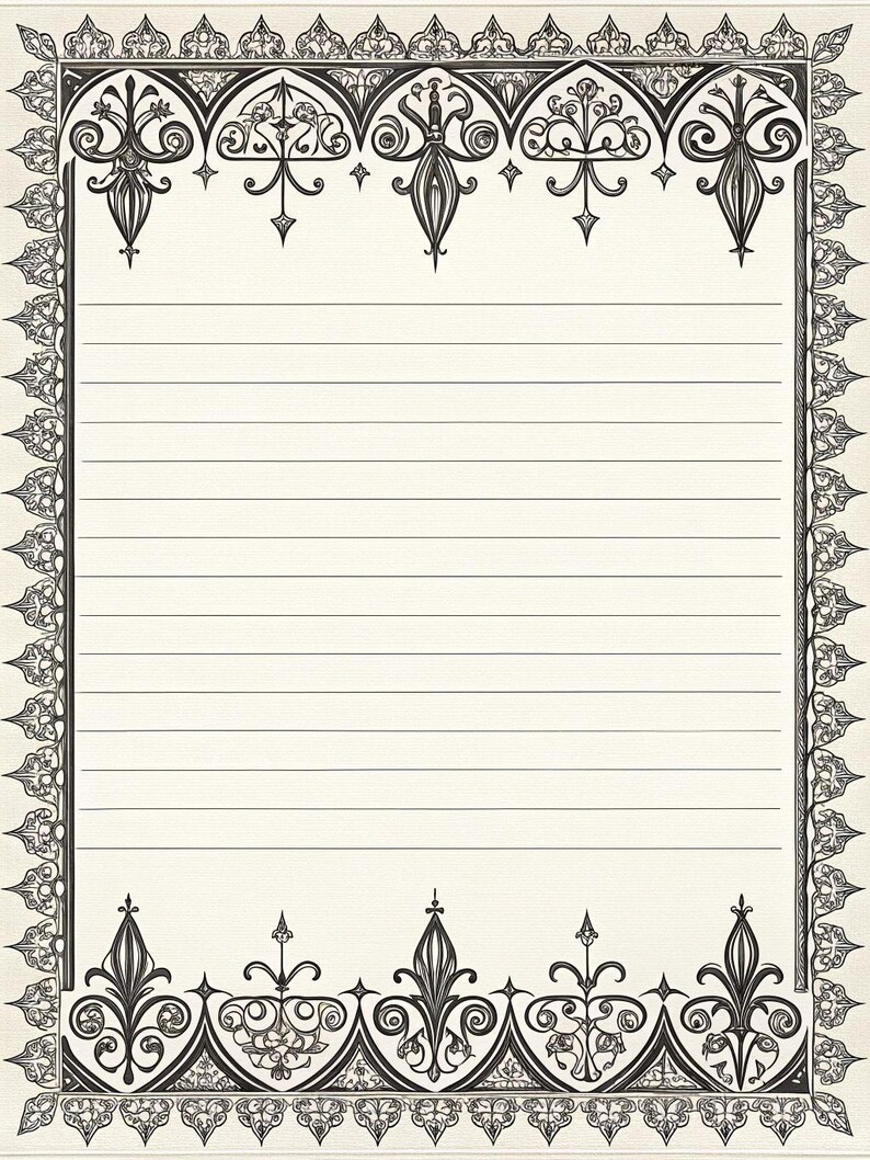 Gothic Lace Border Journal Page: Vintage Medieval Stationery - Etsy