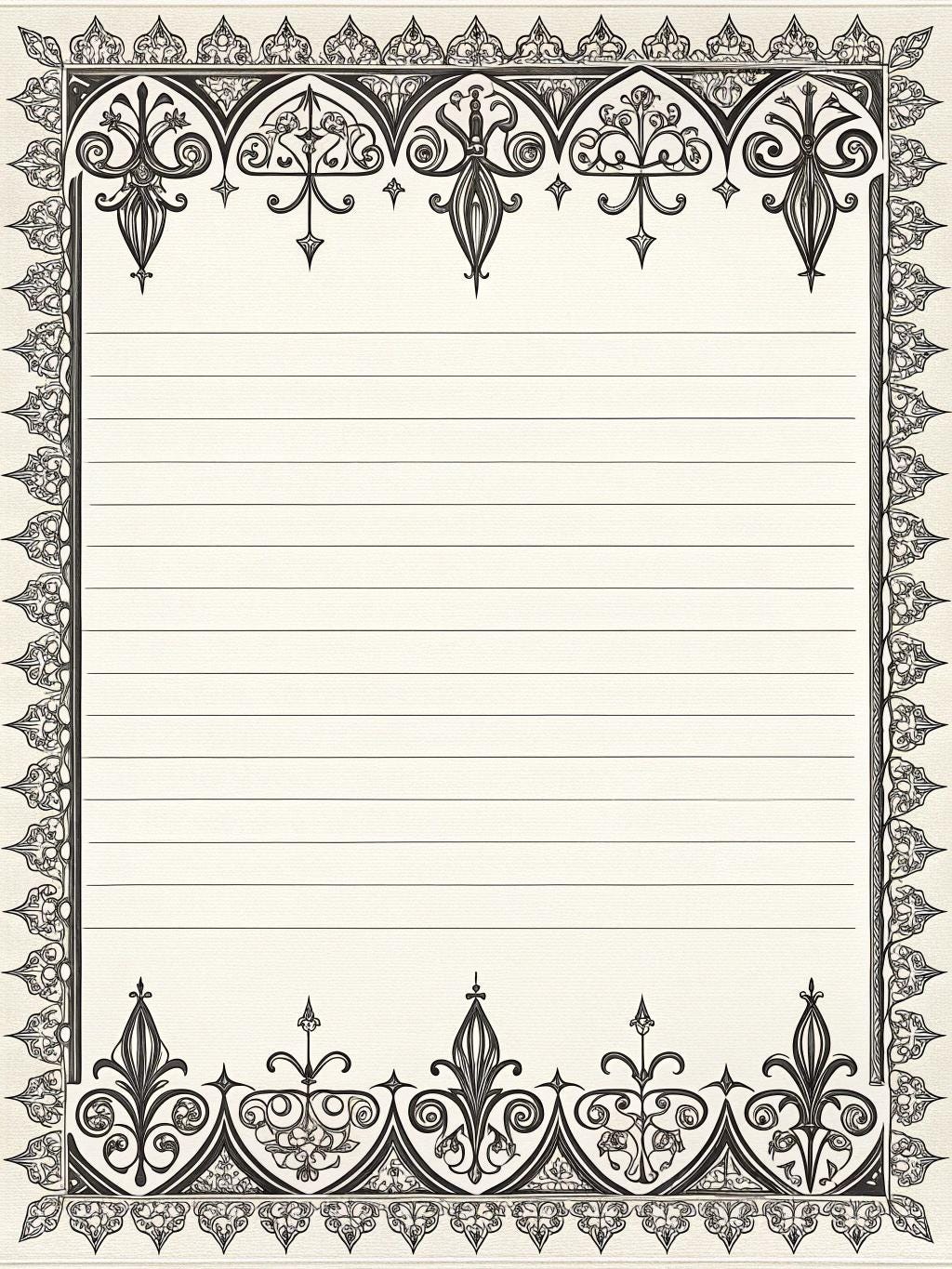 Gothic Lace Border Journal Page: Vintage Medieval Stationery - Etsy