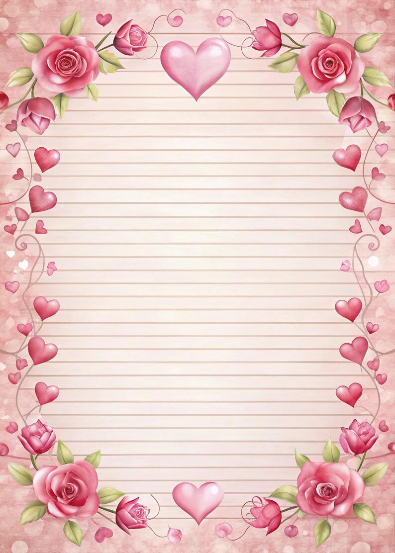 Vintage Floral Stationery: Romantic Lined Journal Paper (PDF Download A4 Size) - Etsy