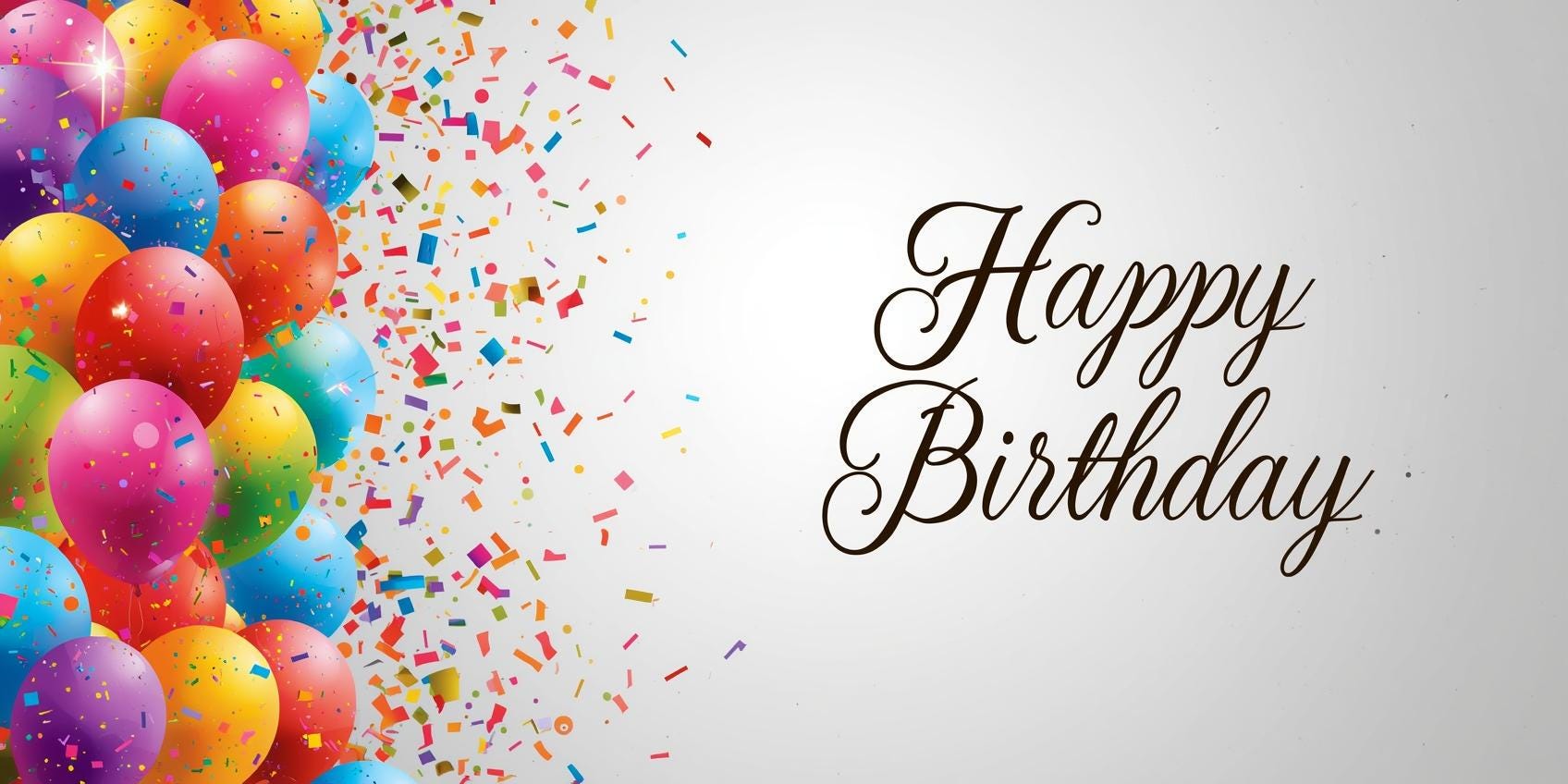 Colorful Balloons Birthday Card Set, Modern Celebration Art (digital ...