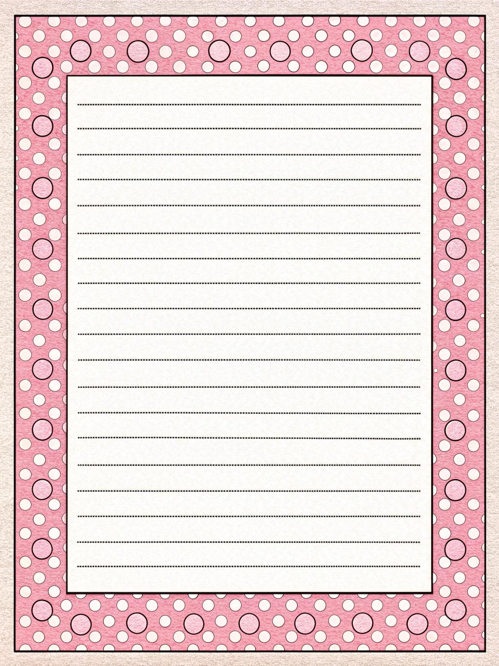 Pink Polka Dot Lined Writing Paper Printable | 40 Cute Journal Page ...
