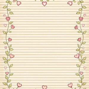 Romantic Pink & Blue Lined Journal Pages, Printable Stationery (A4 PDF ...