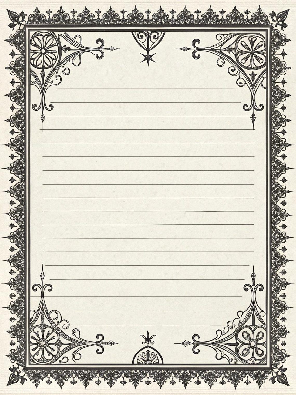 Gothic Lace Border Journal Page: Vintage Medieval Stationery - Etsy