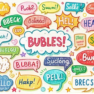 Printable Bubble Word Clouds | Hand-drawn Pencil Art Stickers for ...