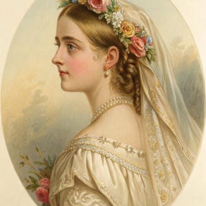 19th Century Wedding Gown Painting ,victorian Bride Art – - Etsy