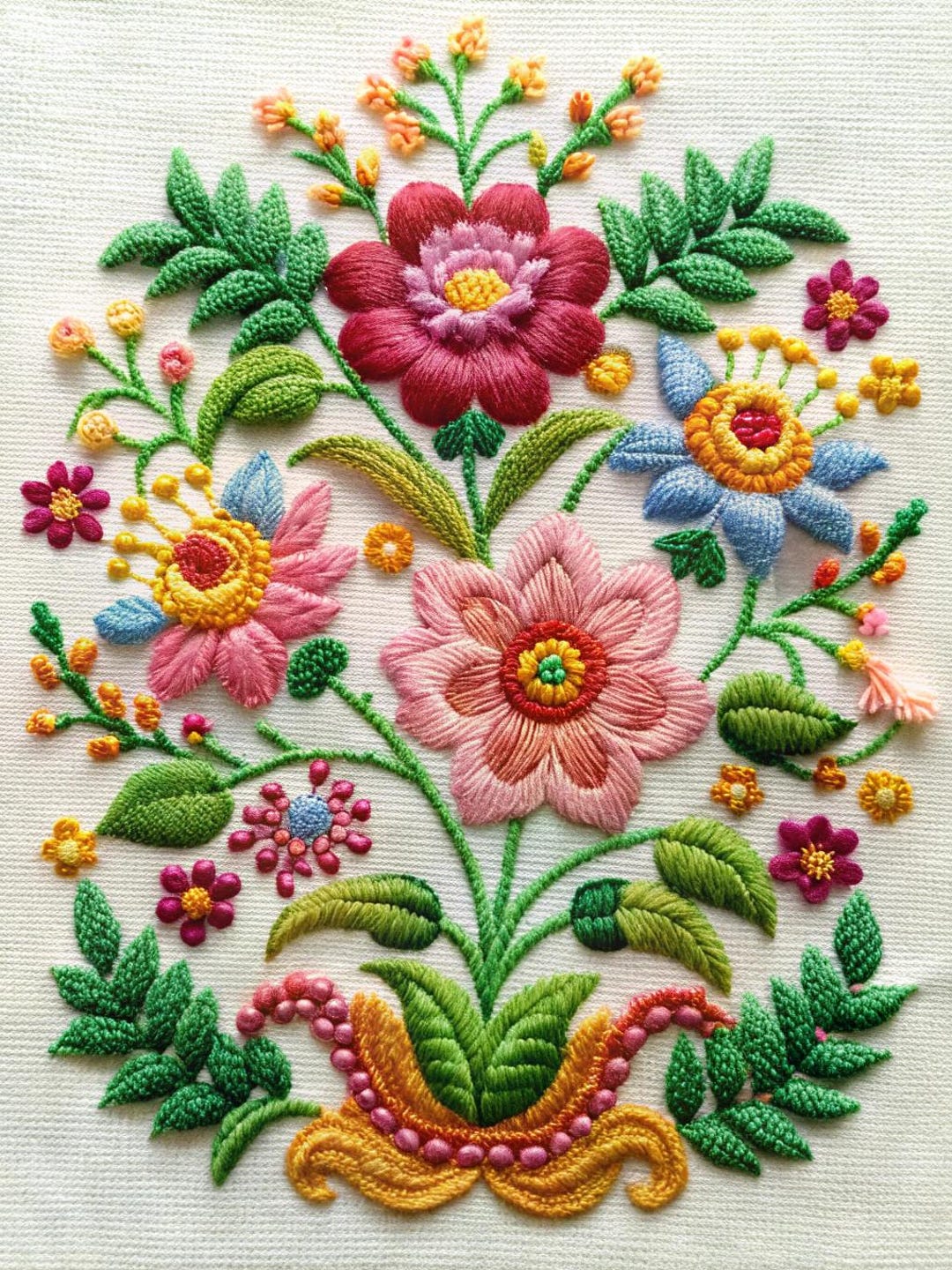12 Hand Embroidery Art, Floral Embroidery Print, Embroidered Flowers ...