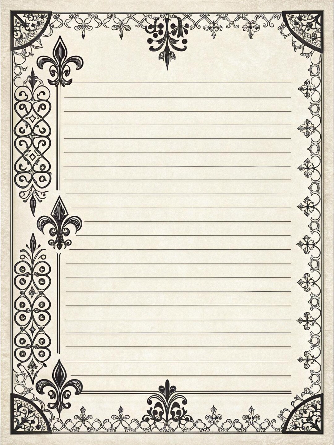 Gothic Notebook Page A4 –22 Black Lace Border Printable | Vintage ...