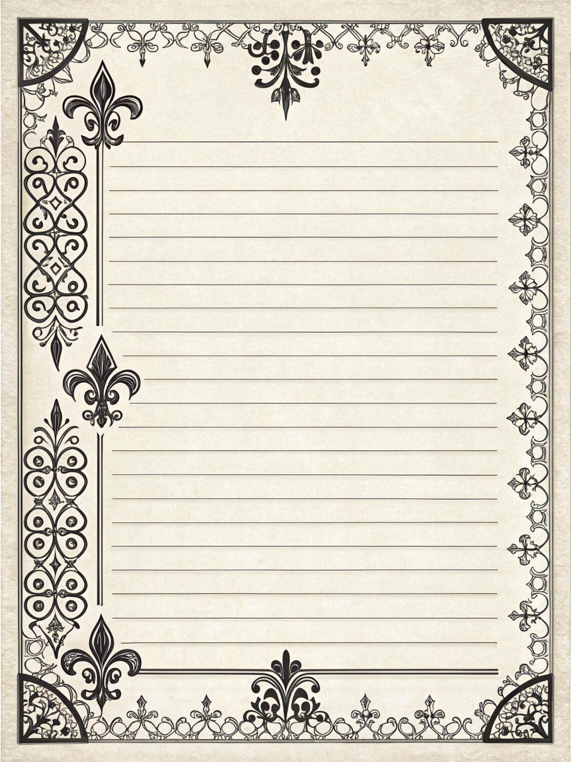 Gothic Lace Border Journal Page: Vintage Medieval Stationery - Etsy