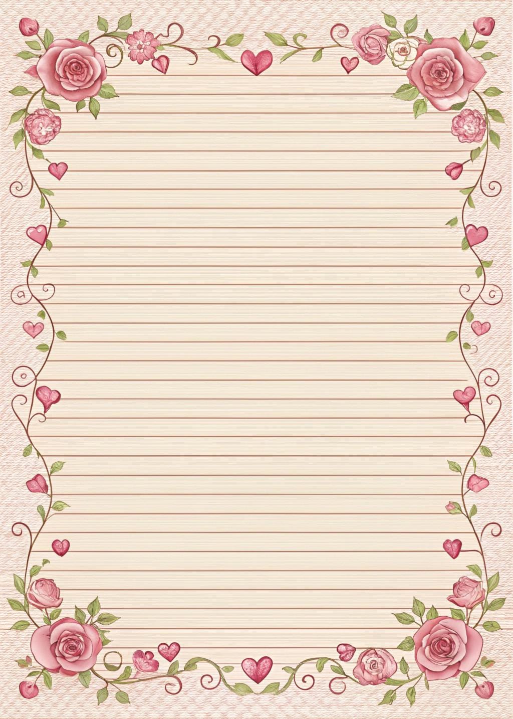 Floral Heart Lined Journal Pages: Printable Planner Inserts (PDF) - Etsy