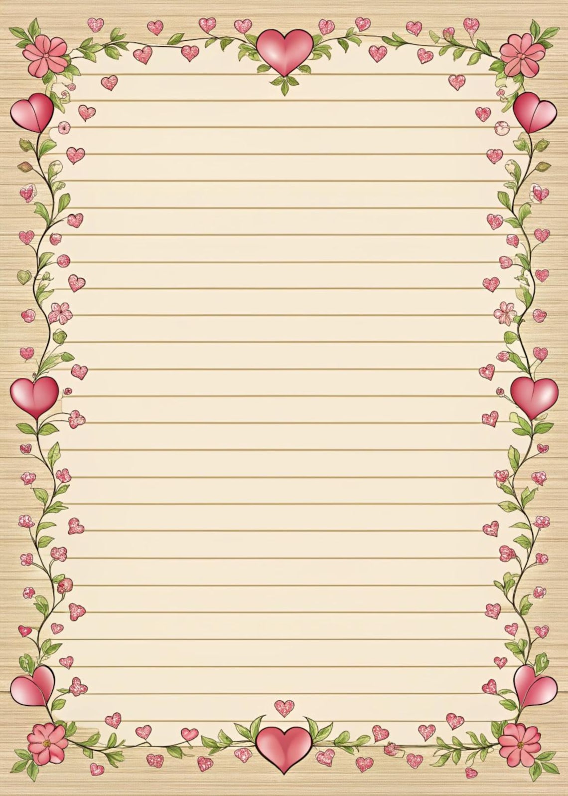 Floral Heart Lined Journal Pages: Printable Planner Inserts (PDF) - Etsy