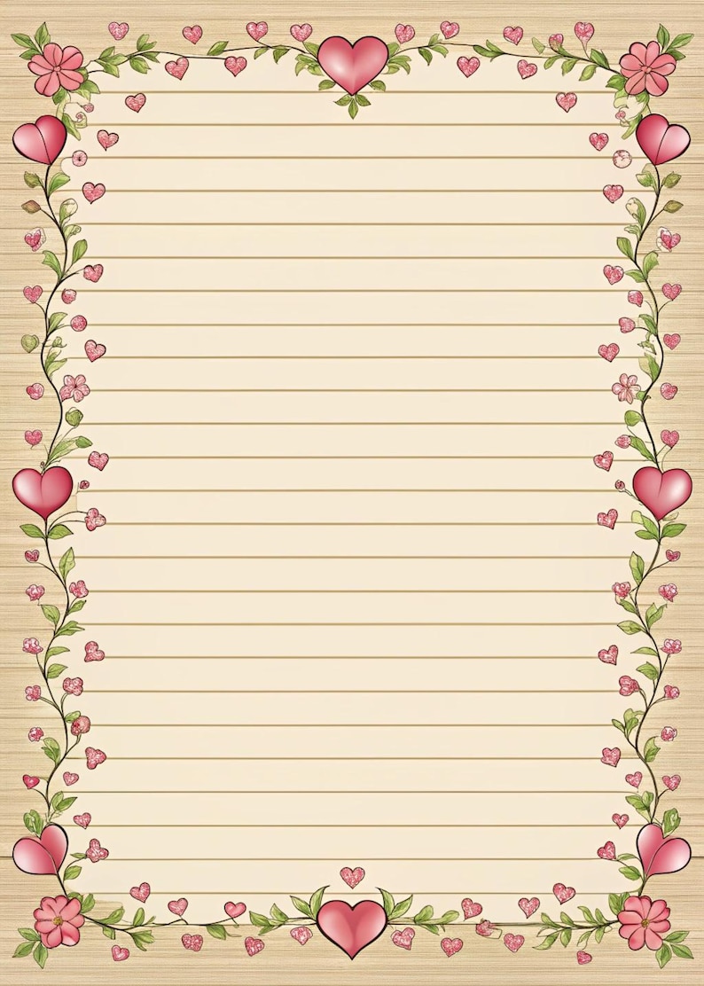 Floral Heart Lined Journal Pages: Printable Planner Inserts (PDF) - Etsy