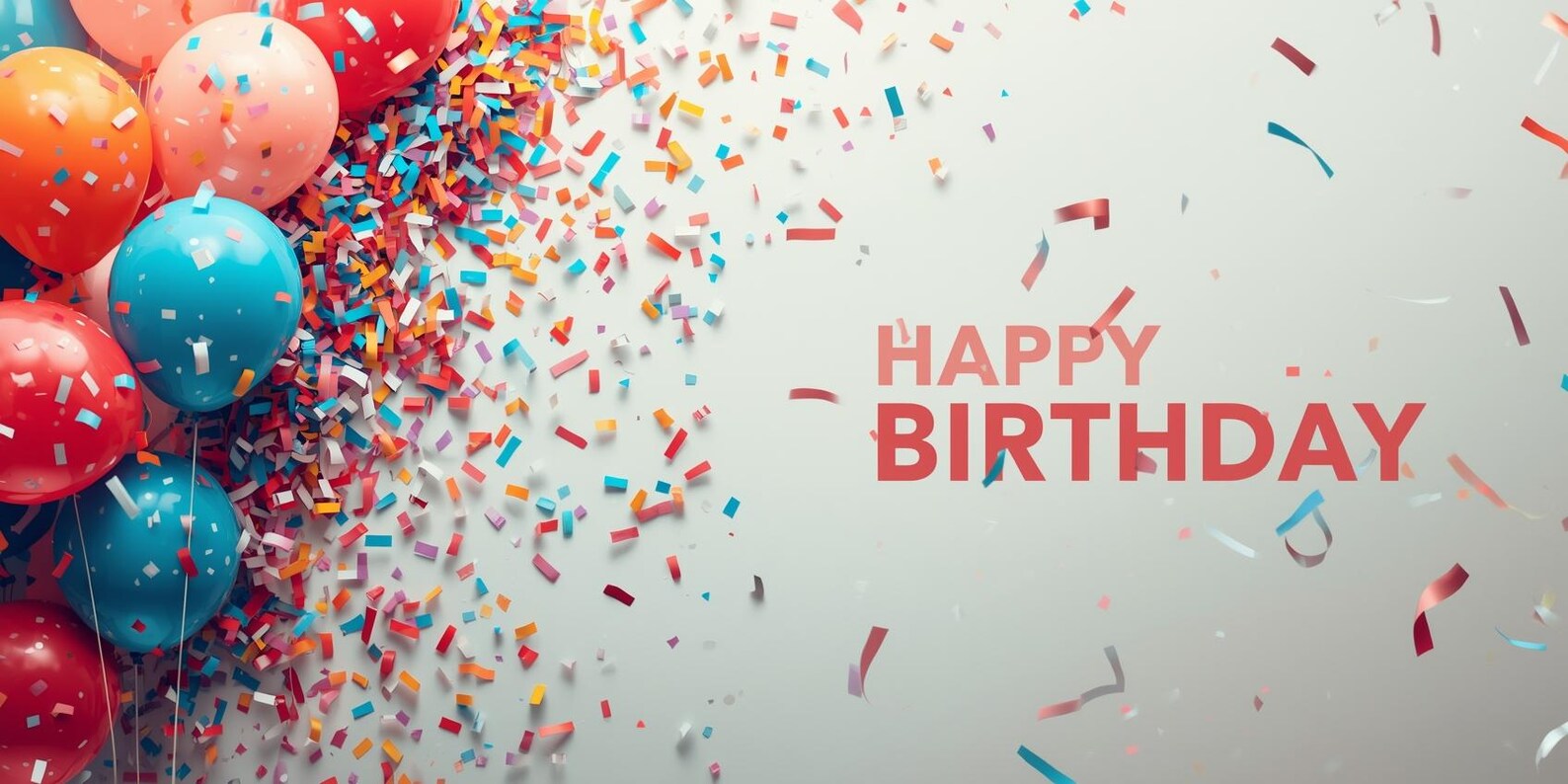 Colorful Balloons Birthday Card Set, Modern Celebration Art (digital ...