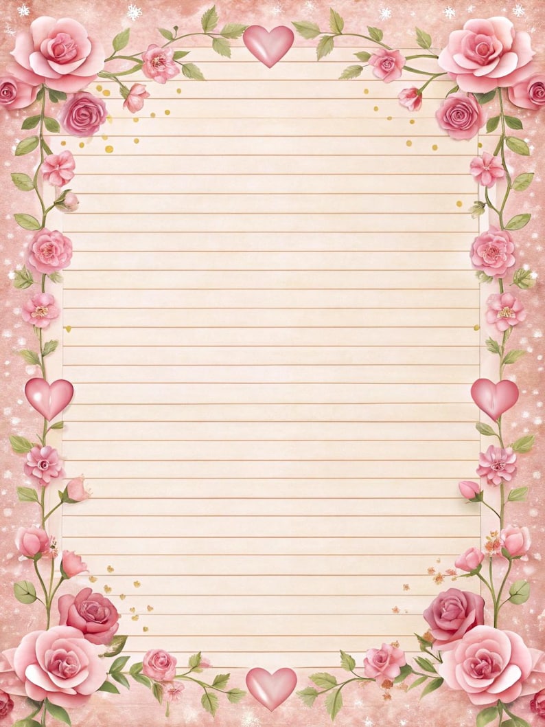 Rose Lined Writing Paper | Floral Stationery, Scrapbooking (A4 & US ...