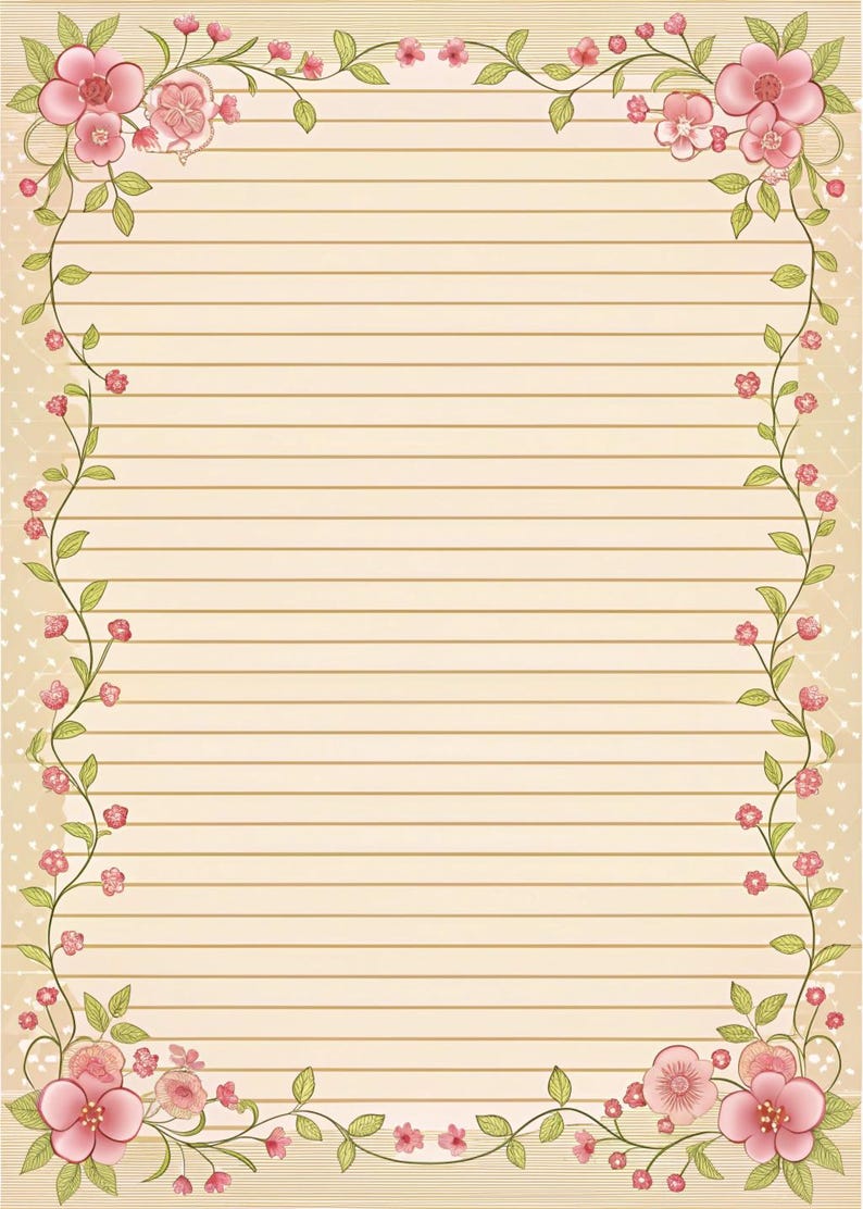 Floral Heart Lined Journal Pages: Printable Planner Inserts (PDF) - Etsy