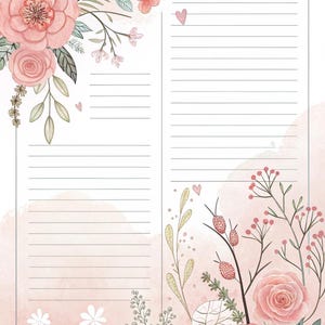 Rose Lined Writing Paper | Floral Stationery, Scrapbooking (A4 & US ...