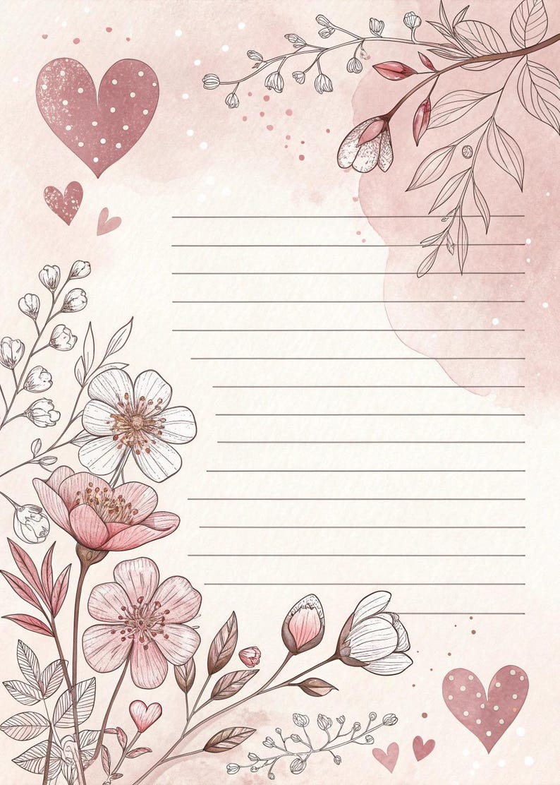 Vintage Floral Stationery: Romantic Lined Journal Paper (PDF Download ...