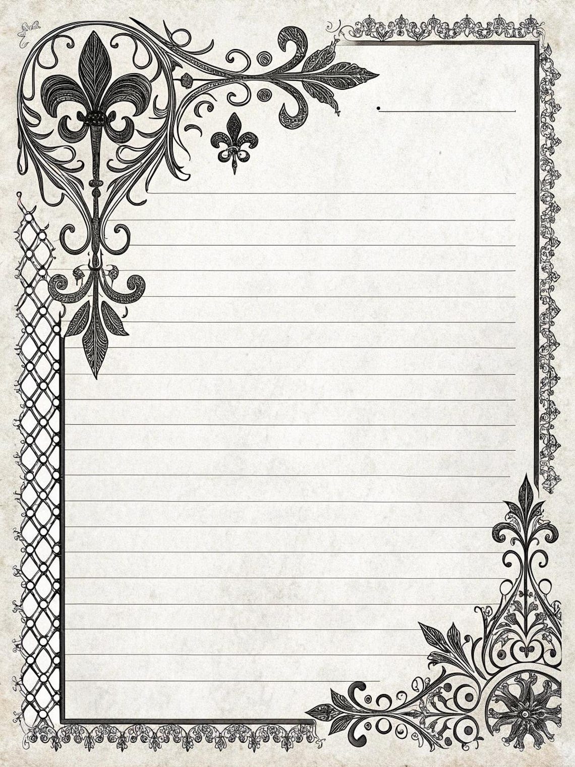 Gothic Lace Border Journal Page: Vintage Medieval Stationery - Etsy