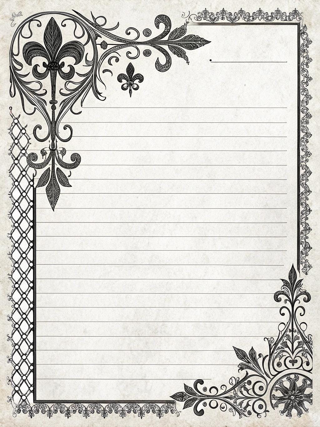 Gothic Lace Border Journal Page: Vintage Medieval Stationery - Etsy