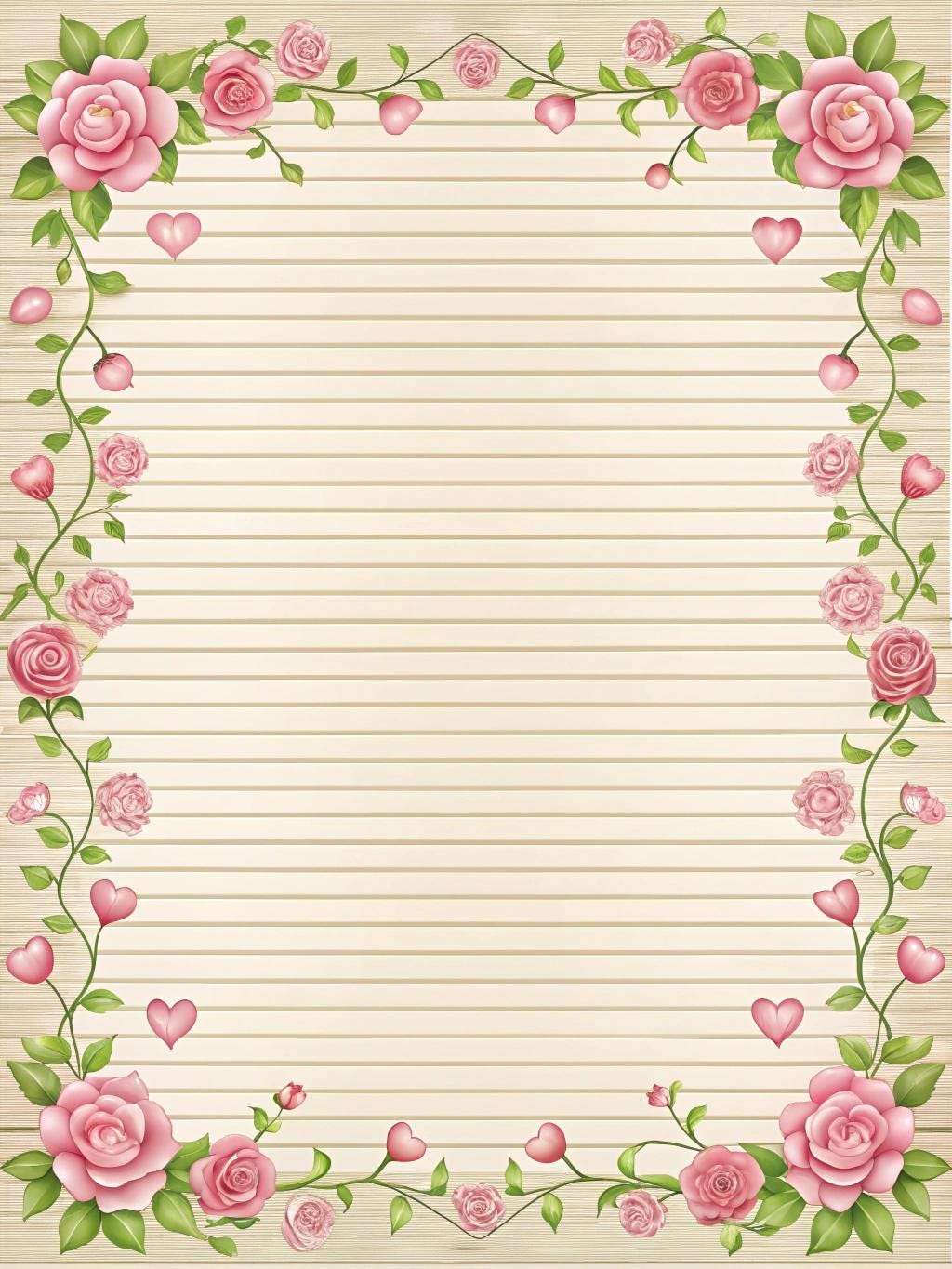 Rose Lined Writing Paper | Floral Stationery, Scrapbooking (A4 & US ...