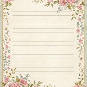 Romantic Vintage Love Letter Writing Paper Printable, Floral Stationery ...