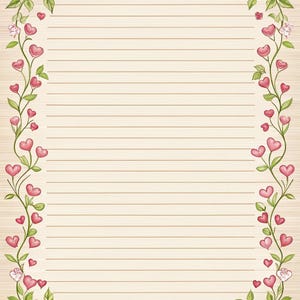 Floral Heart Lined Journal Pages: Printable Planner Inserts (PDF) - Etsy