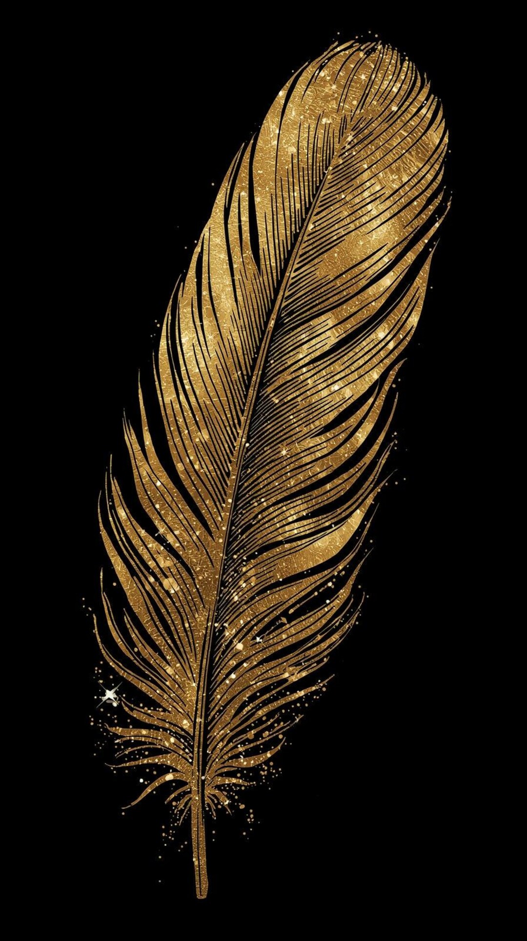 Gold Feather Wall Art Set, Black and Gold Minimalist Decor (digital ...