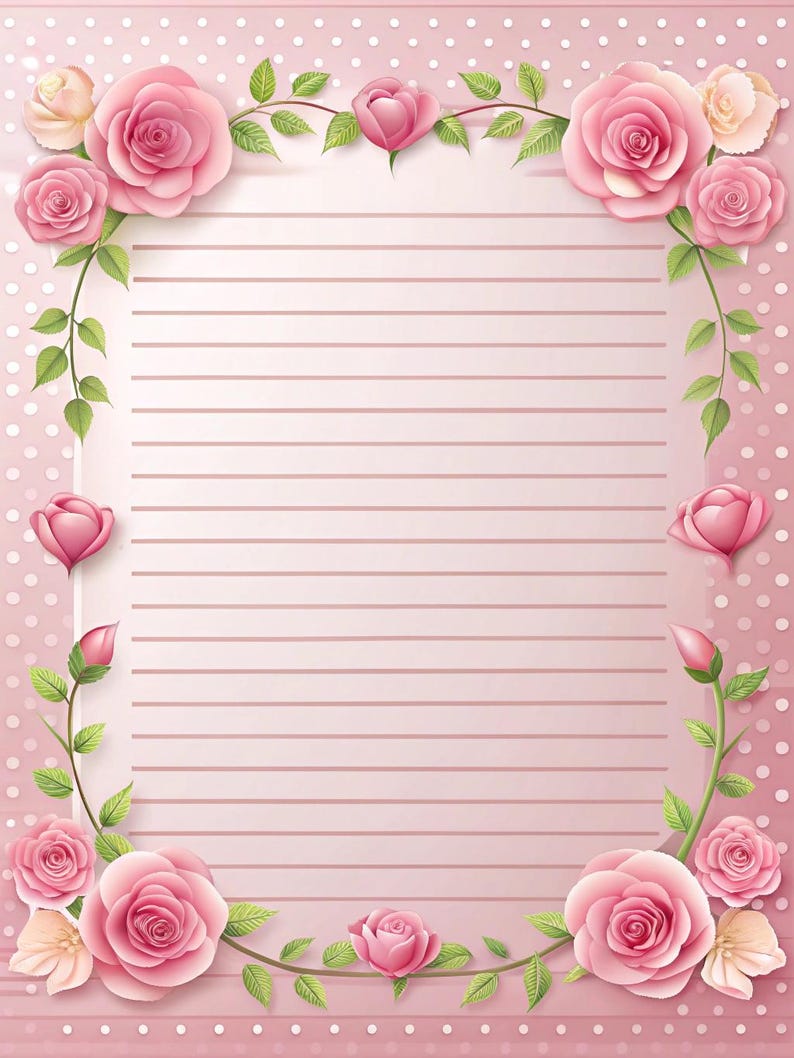 Romantic Lined Journal Pages, 30 Printable Stationery (A4 PDF) - Etsy