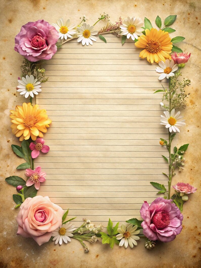 Digital Paper Sheets With Floral Decor 22 Printable Antique Papers for ...