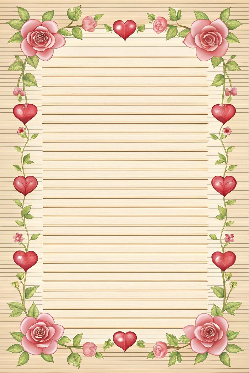 Romantic Stationery: Lined Journal Paper (2x3 Inch PDF) - Etsy