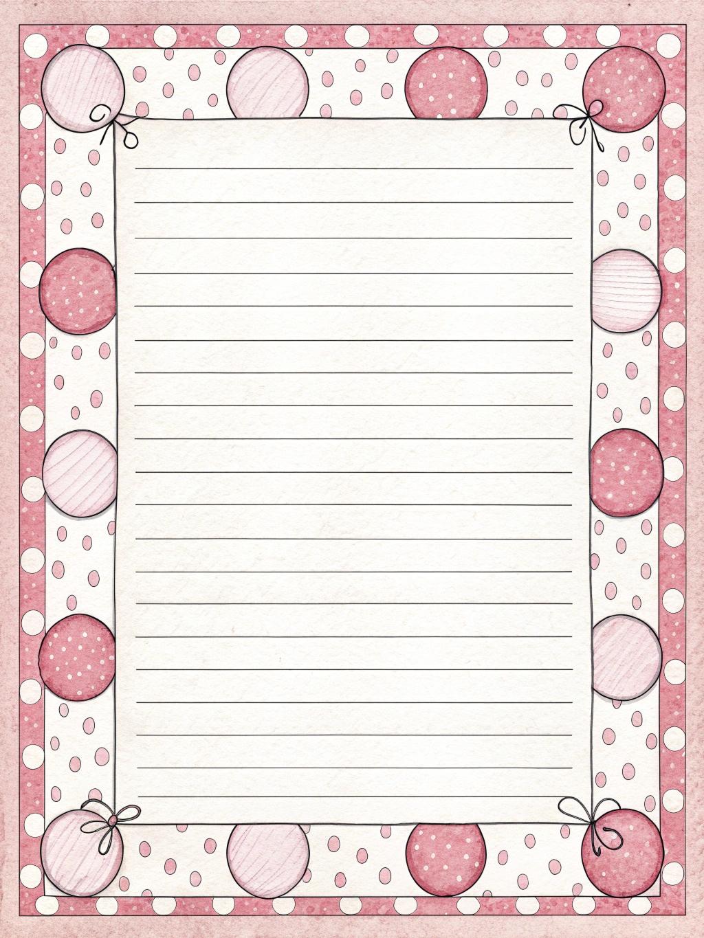 Pink Polka Dot Lined Writing Paper Printable | 40 Cute Journal Page ...