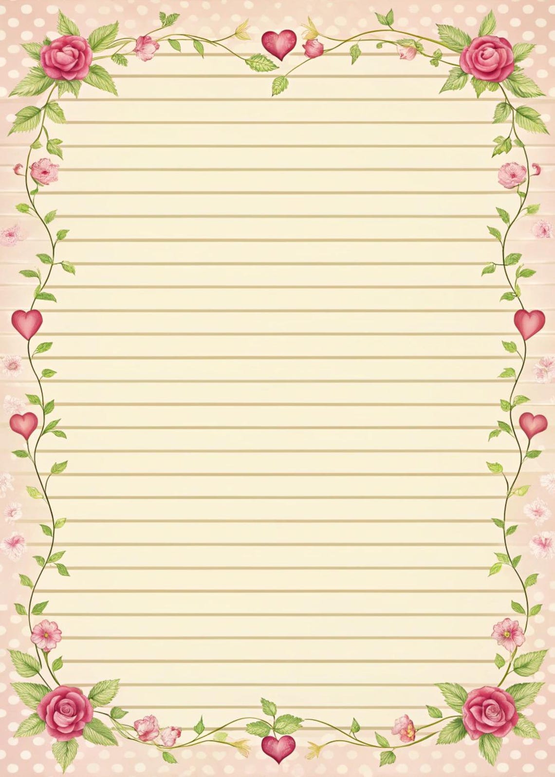 Floral Heart Lined Journal Pages: Printable Planner Inserts (PDF) - Etsy