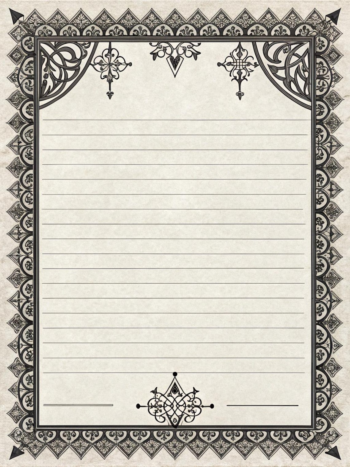 Gothic Lace Border Journal Page: Vintage Medieval Stationery - Etsy